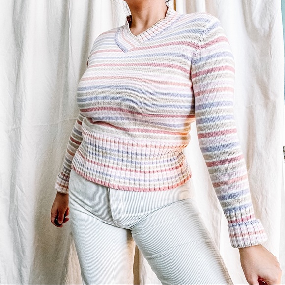 Covington | Sweaters | Vintage Striped Pastel Color Sweater | Poshmark